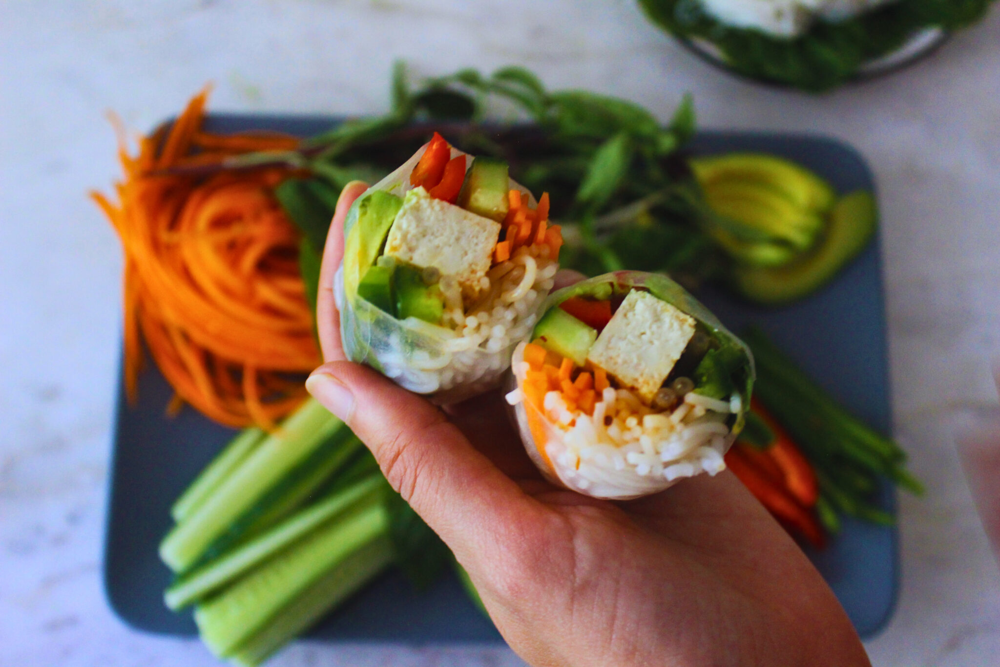 Vegetable Spring Rolls with Peanut Sauce - Some Vegan Couple